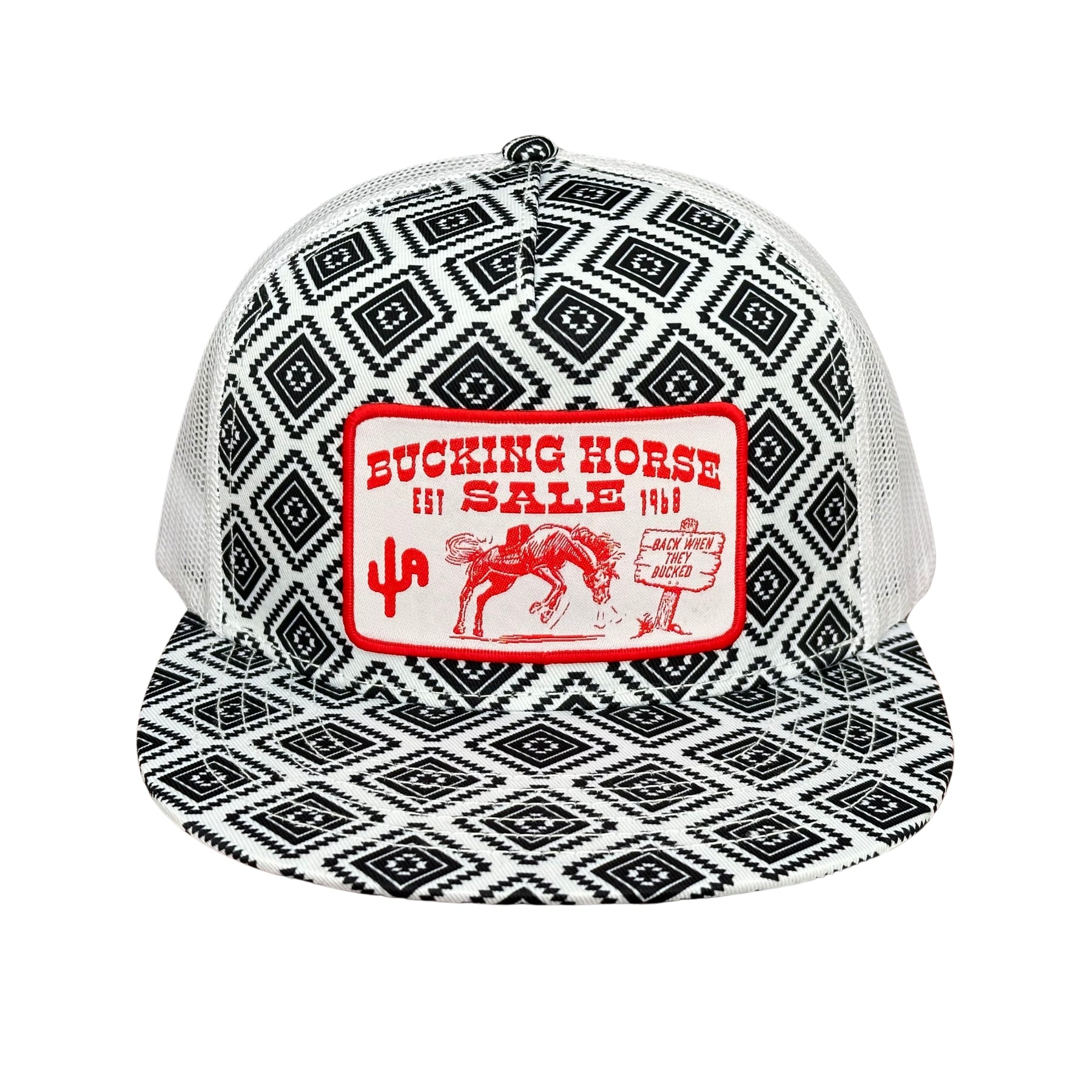 "Bucking Horse" - CA Black/White Aztec, Snapback Cap (2024) – Cactus ...