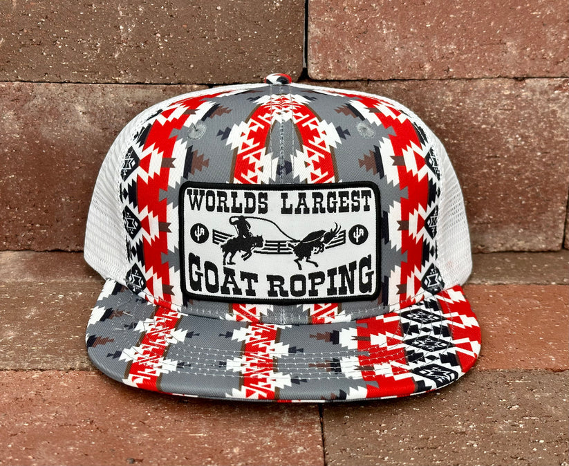 "Goat Roping" - CA Red/White Mesh Aztec, Snapback Cap (WESA JAN 2024 ...
