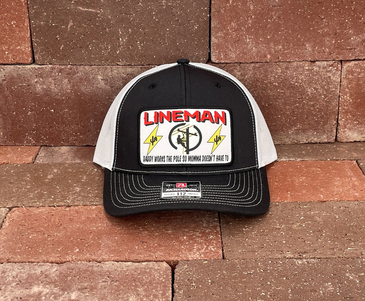 "Lineman" - Richardson 112 Black/White Mesh, Snapback Cap (WESA JAN 20 ...