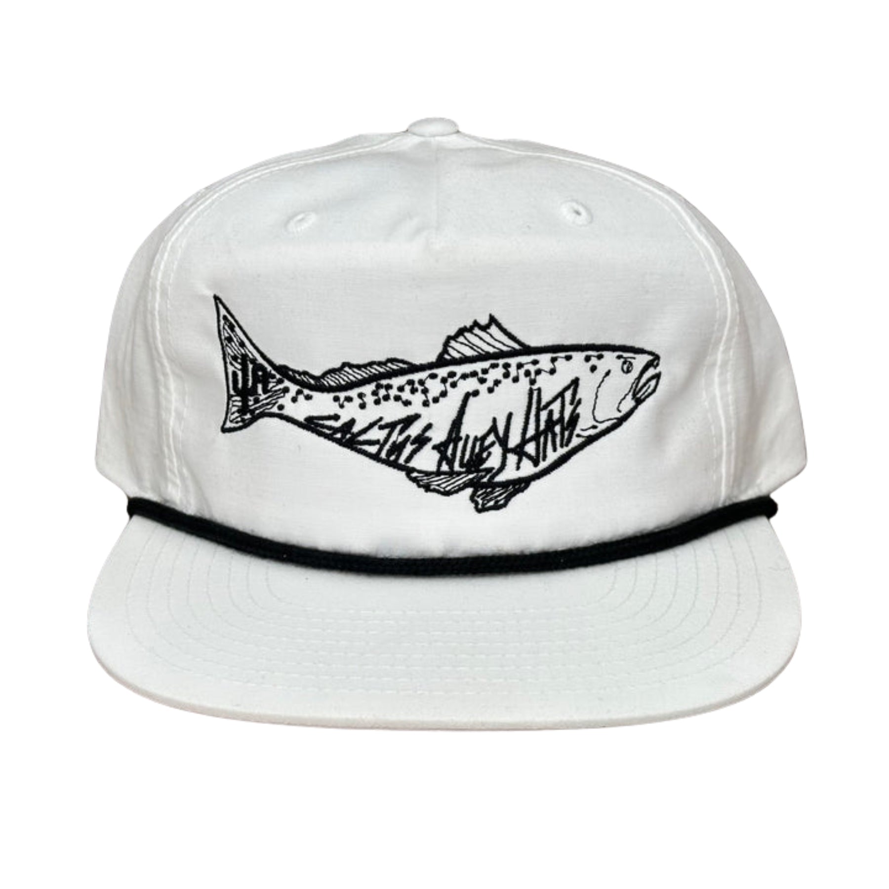 "Saltwater" - CA256 White/ Black Rope, Snapback Cap- Black Stitch (WES ...